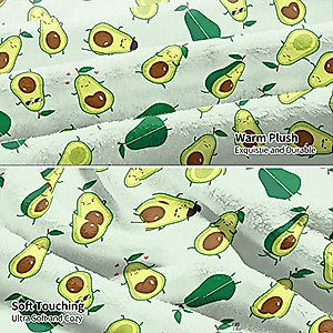 Firuacx Cute Avocados Fleece Throw Blanket 60x50 inch, Cartoon Green Avocado Cozy Plush Warm Lightweight Travel Blankets for Bedroom Living Rooms Sofa Beds Office