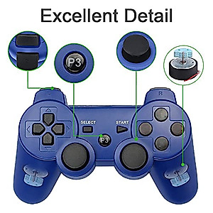 Autker PS3 Controller Wireless 2 Pack Double Vibration Gamepad with 2 Charging Cable Compatible with Playstation 3 (Blue+Green)