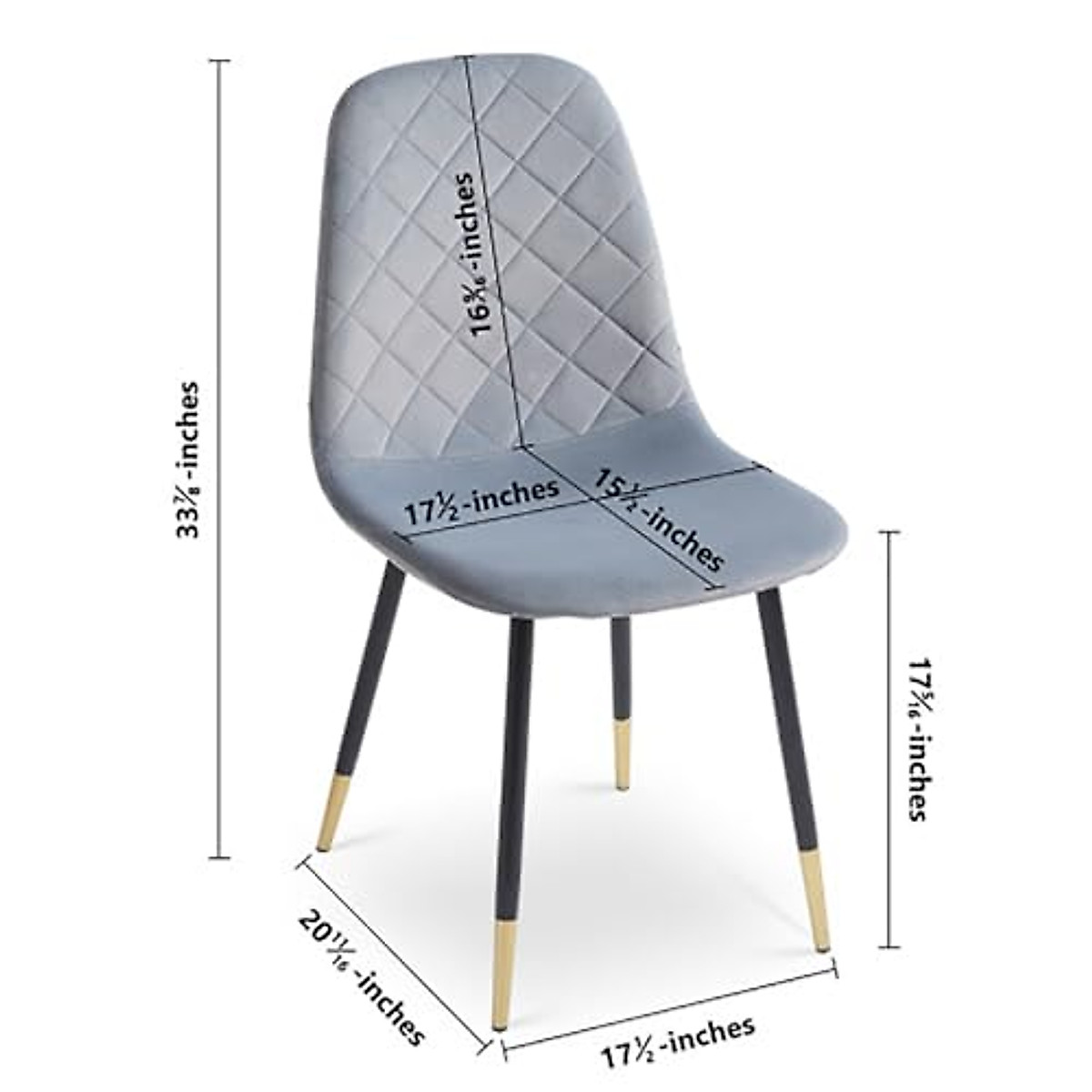 Jinsi Nan] Dining Chairs Set of 4, Velvet upholstered Chairs with Black Golden Metal Legs, Armless Accent, Modern Dining Chairs for Kitchen Dining Room, Living Room (Grey)