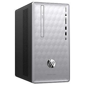 HP Pavilion 590-p0039 Desktop PC - AMD A12-9800 3.8GHz, 16GB, 1TB HDD, DVDRW, Bluetooth, USB Keyboard & Mouse, Windows 10 Home - Natural Silver (Renewed)