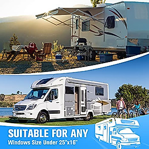 Maypott RV Door Shade Cover, Foldable RV Sun Shade Windshield Blackout Shower Curtains Coverage RV Accessories Fits for Most RV Interior Door Window Oxford Materials Black (25" X 16")