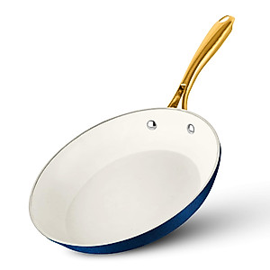 GOTHAM STEEL 10 Inch Non Stick Frying Pans Nonstick Frying Pan, Nonstick Pan, Cooking Pan, Nonstick Skillet, Non Stick Pan, 100% PFOA Free Ceramic Pan for Cooking, Dishwasher Safe, Navy Cream