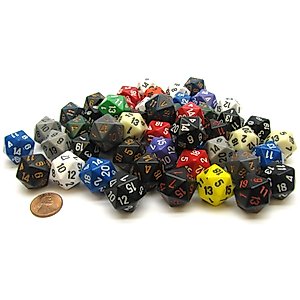 DND Dice Set-Chessex D&D Dice-16mm Assorted Opaque Plastic Polyhedral Dice Set-Dungeons and Dragons Dice Includes 50 Dice – D20