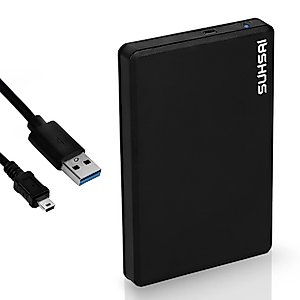 SUHSAI 1TB External Hard Drive USB 2.0 Ultra Slim & Compact Portable Storage Extended Data Backup harddrive Pocket Size USB Drive 2.5" HDD for PC Laptop Mac Chromebook Desktop (Black)