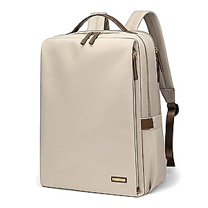 GOLF SUPAGS Stylish Laptop Backpack for Women Airline Approved Perfect for Work College and Travel Multi-Functional Casual Daypack Fits 15.6 Inch Notebook (Apricot)