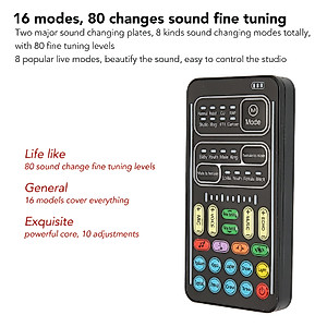 Voice Changer Disguiser, Mini Gaming Live Sound Card, for /PS5/ One/Phone/Computer PC/Tablet, 8 Kinds Sound Adjustable, Plug and Play(Black)