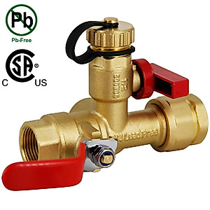 Twinkle Star 3/4 Inch IPS Isolator Tankless Water Heater Service Valve Kit, with Pressure Relief Valve, Clean Brass Construction