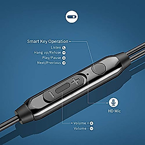 TakeCase Metal Wired Earphone Professional in Ear Headset with Built-in Microphone 3.5mm in-Ear Wired Earphone Heavy Bass Sound Quality Music Sport Headset