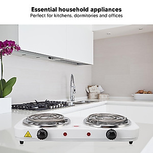 Electric Countertop Stove, 2000W Multifunctional 2 Portable Cooking Stove Electric Hot Plate Double for Home and Outdoor (110V)