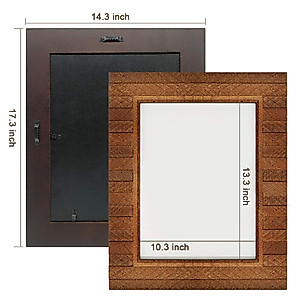 Eosglac 11x14 Picture Frame Rustic Brown, Handmade Wood Plank Design, Photo Frames Wall Mounting Display