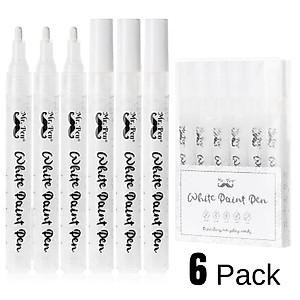 Mr. Pen- White Paint Pen, 6 Pack, Water-Based, Acrylic Paint Marker, White Paint Marker, White Pens for Art, White Markers for Black Paper, White Paint Pen Medium Tip, White Fabric Pen