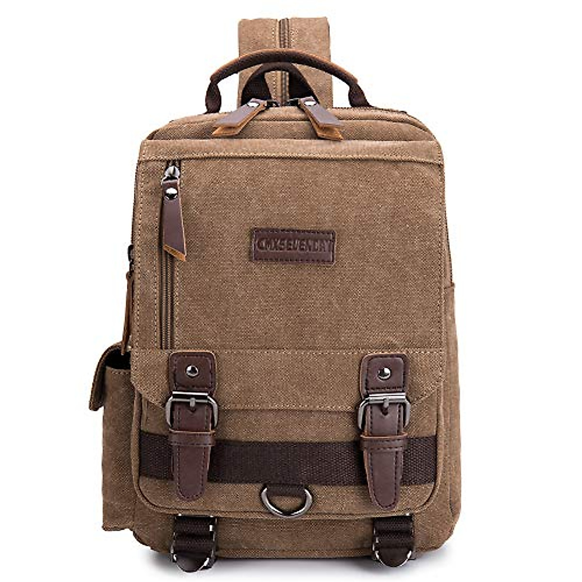 Small Canvas School Backpack, CMXSEVENDAY 11.8 inch Canvas Shoulder Sling Backpack Hiking Travel Daypacks Unisex Casual Bookbag