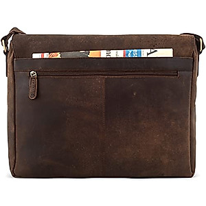 LEABAGS Leather Messenger Bag for Men Women - Briefcase genuine buffalo leather Oxford - Laptop Bag Crossbody Work College Muscat