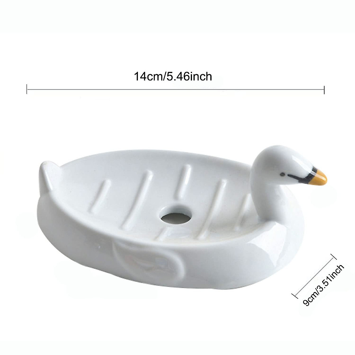 Cute Ceramic Soap Dish - Swan Soap Holder, Soap Tray for Bathroom Sink, Creative Animal Soap Bar Holder, White