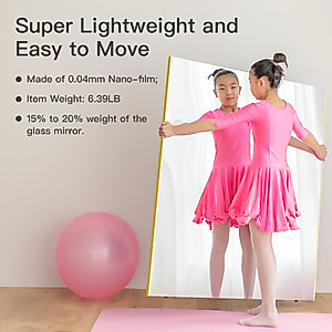 brisafe 71"x40" Full Length Mirror, Oversize Shatterproof Standing Mirror, 0.04mm Nano-Film Ultra Light Mirror for Gym Home Living Room Bedroom, Gold