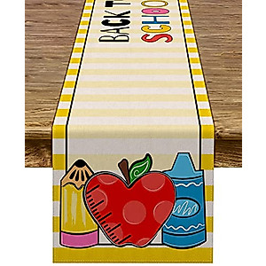 Pudodo Back to School Table Runner Apple First Day of School Kids Students Classroom Party Dinning Room Home Decoration (13" x 72")