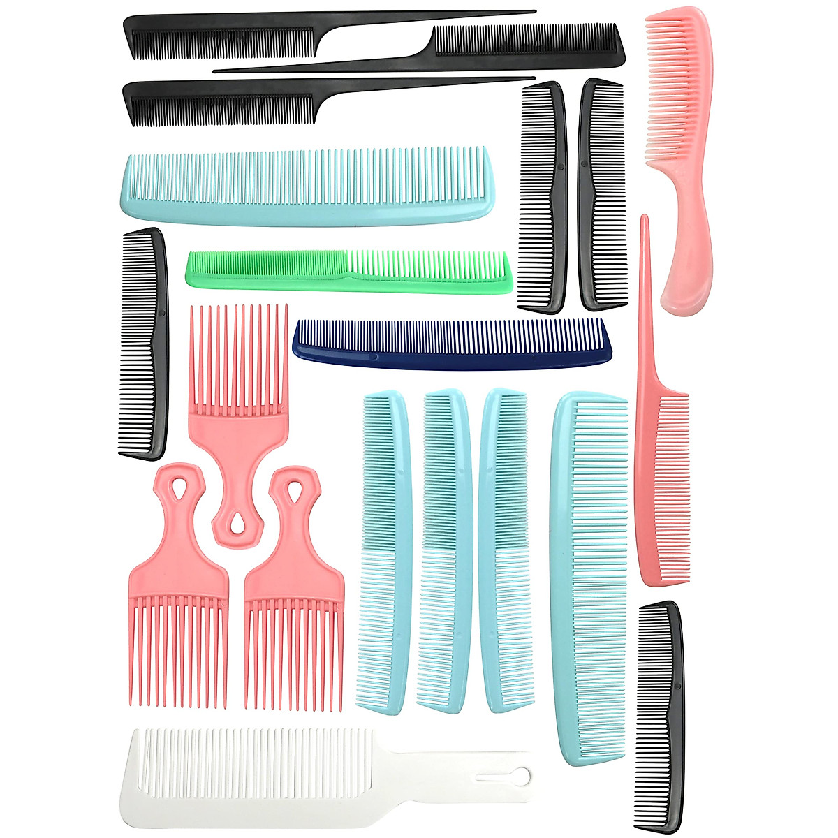 Iconikal Deluxe 40-Piece Assortment Designer Combs - Iconikal Unbreakable Wet & Dry Hair Combs, Easy to Clean, Bulk Combs Set