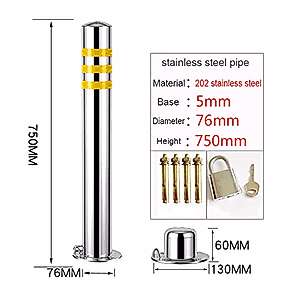 2pcs Stainless Steel Garage Space Barrier,Private Car Parking Space Lock,Easy Installation Lockable Parking Barrier(800×76mm/31.5×3in)