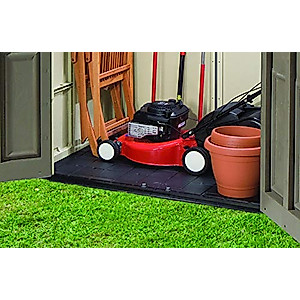 Keter Factor 8x8 Foot Large Resin Outdoor Storage Shed with Floor for Patio Furniture, Lawn Mower, and Bike Storage