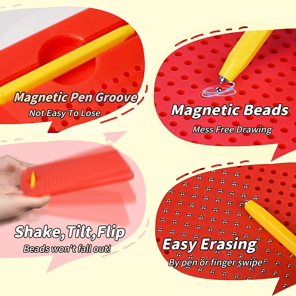 MAGBLOCK Magnetic Drawing Board Kids Writing Pad with Magnet Pen, Portable Educational Toys for Toddlers Kids Boys and Girls,Gifts Ideal for Travel and Road Trips (8.58in x6.89in)