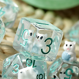 Cat Dice Dice DND, DNDND 7PCS Resin D&D Dice with Velvet Bag for Dungeons and Dragons Role Playing Games and Tabletop Games（Cat