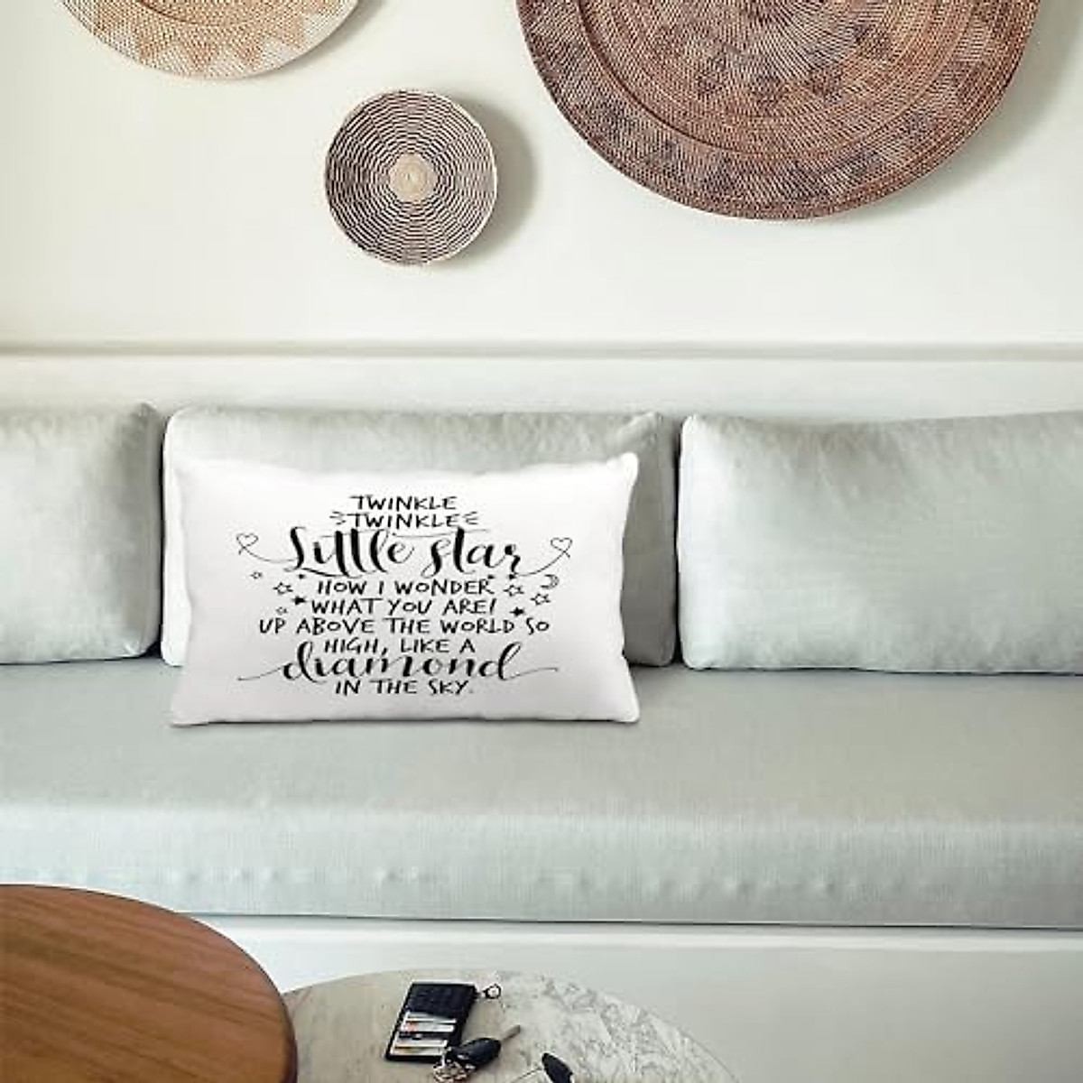 VERSUSWOLF Throw Pillow Cover Twinkle Twinkle Little Star Rectangular Sofa Pillow Case Cushion Cover for Home Couch Bed Decor 12x20 Inch