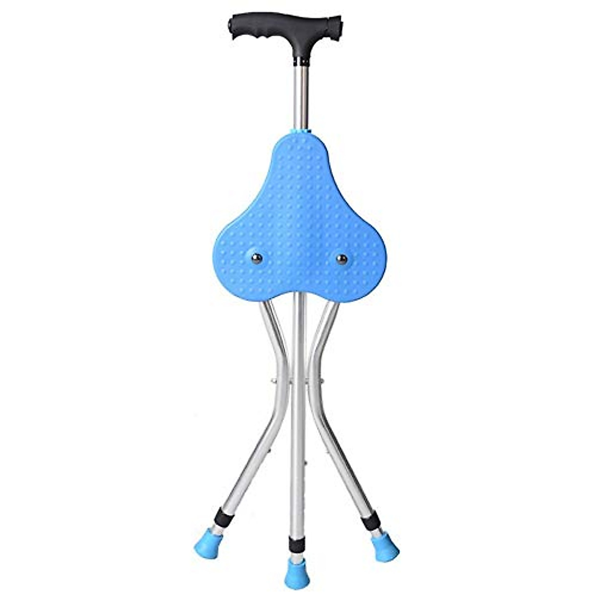 TEmkin Walking Stick with Seat Cane Chair Old Man Cane Stool Crutch with Stool Walking Stick Collapsible Telescopic,NotAdjustableLampHead