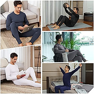 CL convallaria Long Johns Thermal Underwear for Men Fleece Lined Base Layer Set Top and Bottom for Cold Weather XS-4XL