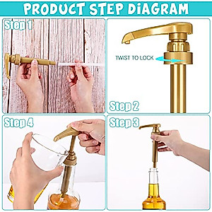 8 Pieces Syrup Pumps, Coffee Syrup Dispenser Pump, Flavor Syrup Pump Fits 750ml Bottles for Coffee Syrups Snow Cones Caramel Flavorings Bottle (Gold)