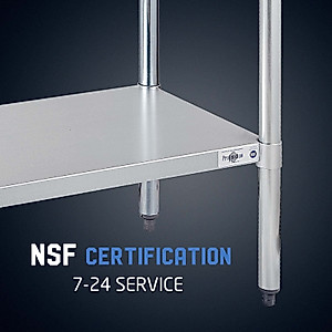 Profeeshaw Stainless Steel Prep Table NSF Commercial Work Table with Backsplash and Undershelf for Kitchen Restaurant 24x36 Inch