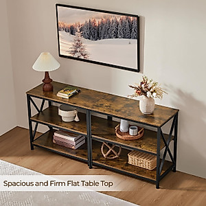 Yaheetech TV Stand for 65 Inch TV, Wood Entertainment Center for Living Room, 3 Tiers TV Media Console Table for Bedroom, Rustic Brown