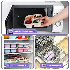 Snack Containers (4 Pack), 4 Compartments Snackle Box Container, Meal Prep Containers Reusable Lunch Containers for Adults, Microwave & Dishwasher Safe, Divided Bento Snack Box for Work, Travel