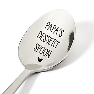 Papa Gifts, Funny Papa's Dessert Spoon Engraved Stainless Steel, Dessert Lovers Food Gifts for Men Dad Birthday Father's Day Christmas Gift