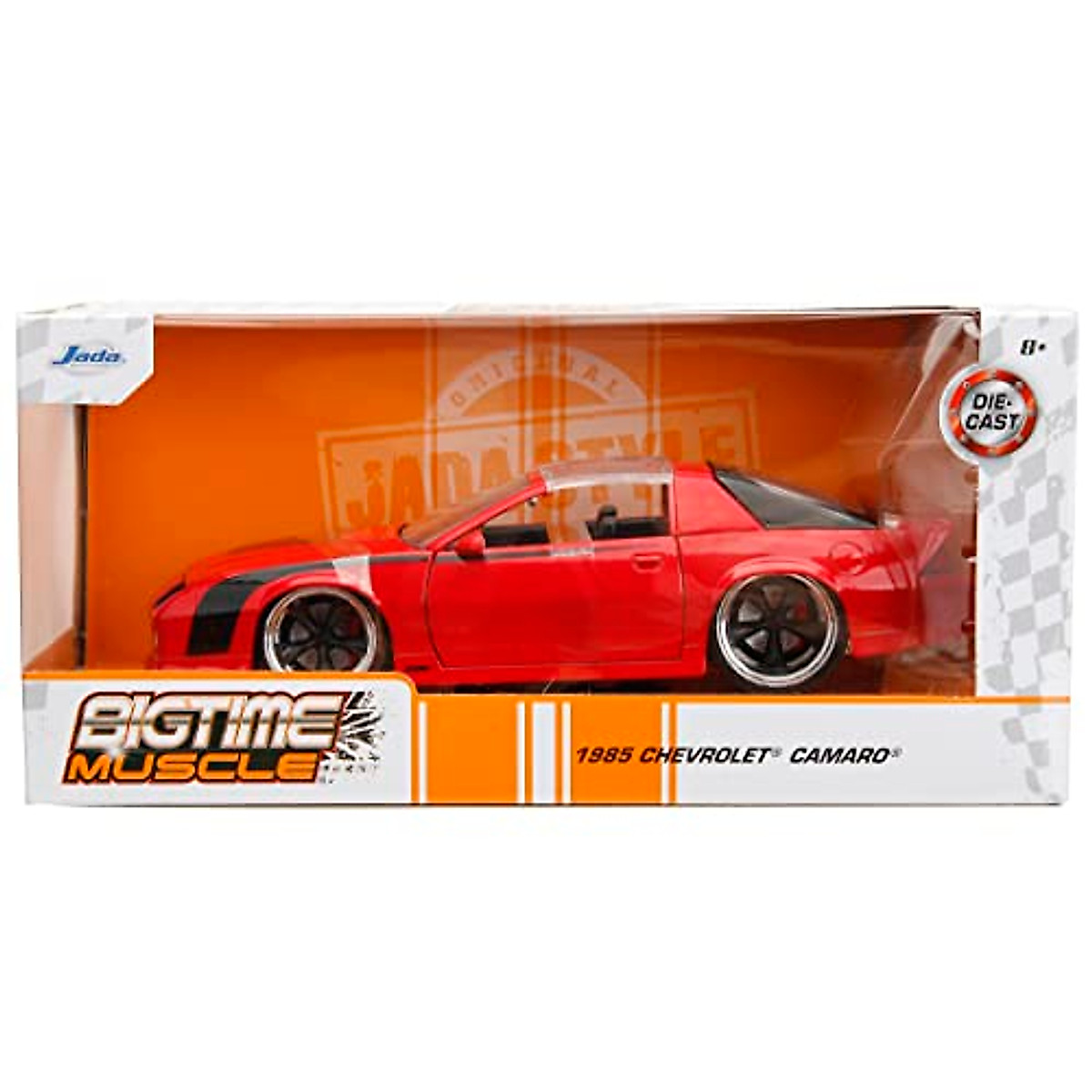1985 Chevy Camaro Red with Black Stripes Bigtime Muscle Series 1/24 Diecast Model Car by Jada 34196