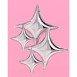 xo, Fetti Silver Sparkle Foil Birthday Balloon - 6 pc | Bday Party Decorations, Bachelorette, Anniversary, Graduation