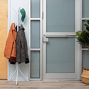 Mind Reader Coat Rack, Hall Tree, Freestanding, Coat Tree, Hat, Jacket, Purse, Metal, 14.75" L x 16.5" W x 69" H, White