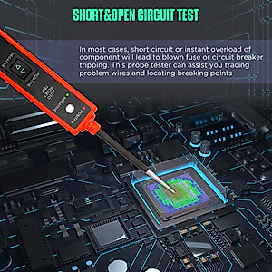 Power Circuit Probe Tester 6V-24V DC Test Light Short Circuit Tester Component Activation Electrical Tester Polarity Identify Continuity Tester with LED Light, Long Test Lead, Overload Protection