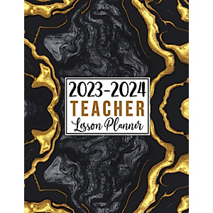 Teacher Lesson Planner 2023-2024: Large Weekly and Monthly Teacher Organizer Calendar | Lesson Plan Grade and Record Books for Teachers (Gold Marble Cover)