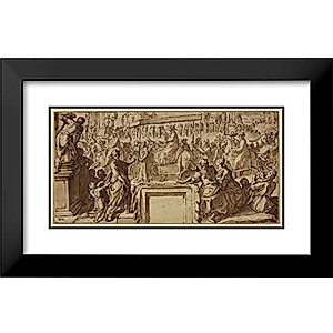 ArtDirect Cesare Nebbia 18x11 Black Modern Frame and Double Matted Museum Art Print Titled - Saint Charles Borromeo Entering the Town of Pavia (C. 1604)