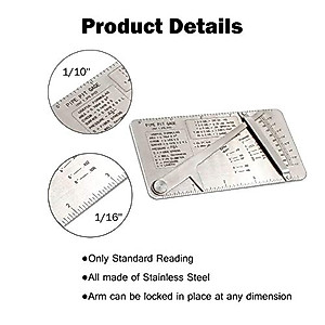 Pipe Pit Gage 0-1/2'' In 1/64'' Increments Handy Formulas Pipe Welding Undercut Stainless Steel