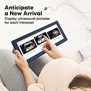 Sonogram Picture Frame - Trio Ultrasound Picture Frames For Mom To Be Gift - Baby Ultrasound frame - Pregnancy Announcements Sonogram frame - Baby Nursery Decor, Pregnant Mom Gifts (Midnight Blue)