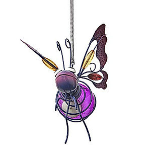 The Lakeside Collection Hanging Flying-Look Solar Bug Decoration for Outdoors - Purple Butterfly