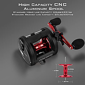 KastKing ReKon Level Wind Trolling Fishing Reel, Round Conventional Baitcasting Reels, Size 10, Right Handed