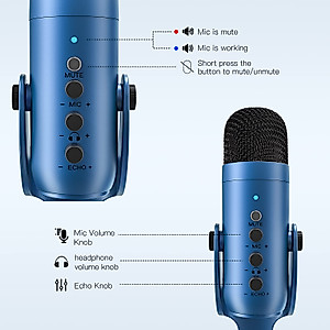 ZealSound k66 Recording Microphone Bundle Black+Blue