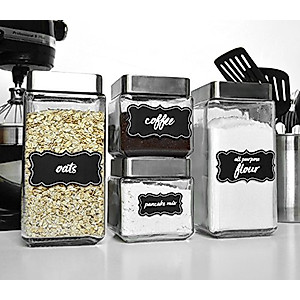 Home Advantage Pre-Printed Pantry Labels for Kitchen Organization (Black)