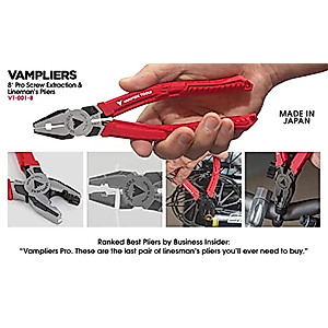 VAMPLIERS 2-PC Screw Extraction Pliers Set. Includes: 5" Mini Plier with ESD Safe Handles, Ideal For Any Electronic Repair + 8" PRO Heavy Duty Linesman Pliers. Made in Japan from High Carbon Steel.
