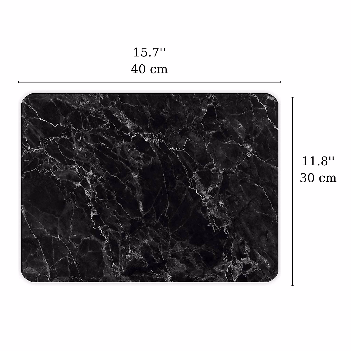 DESTALYA Cutting Board Tempered Glass 11.8’’ x 15.7’’ | Heat Tolerant Shatter Resistant Chopping Board | Black Marble Pattern Decorative Tray for Kitchen (Black L)