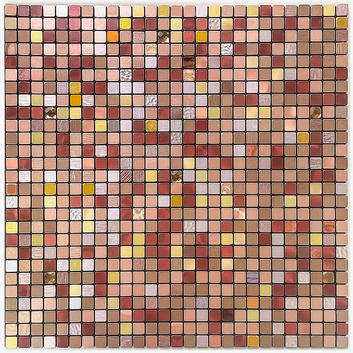 HomeyMosaic 10-Sheet Peel and Stick Backsplash Tile Stick on Kitchen Bathroom Fireplace Plaid Glass in Gradient Copper
