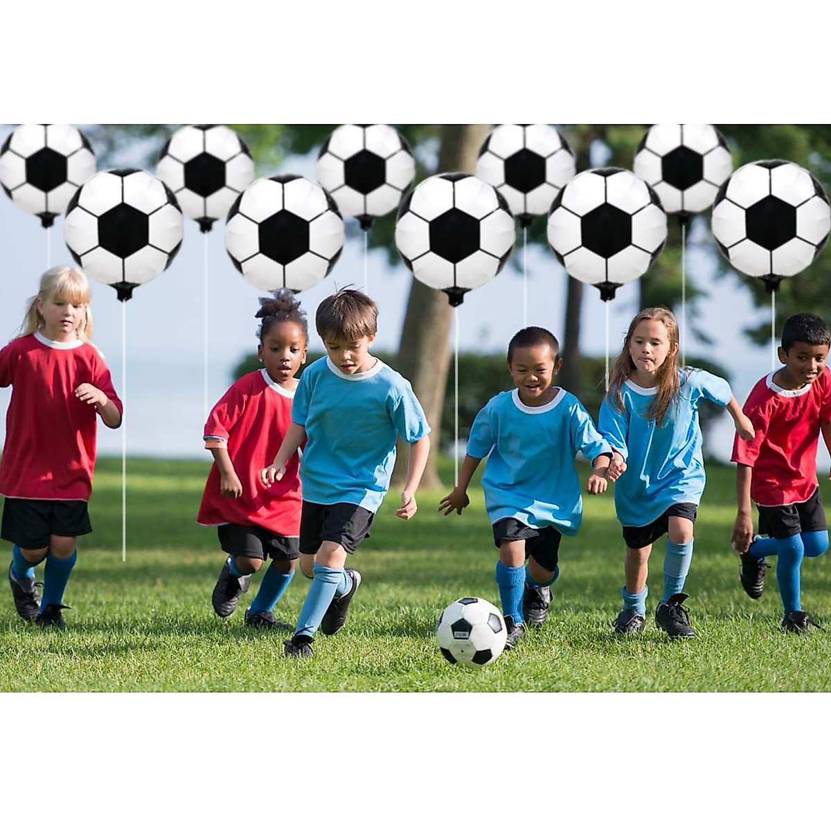 Tellpet Soccer Balloons Party Decorations, 10 Pcs Soccer Birthday Party Supplies, 2022 World Cup Decorations, Black and White