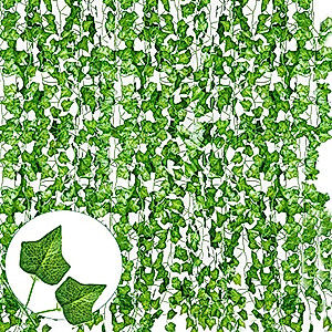 YAHUAA 12 Pack 84Ft Artificial Ivy Garland Fake Plants, Fake Ivy Leaves Greenery Garlands Hanging Plant Vine for Aesthetic Bedroom Garden Party Wedding Wall Room Christmas Decor